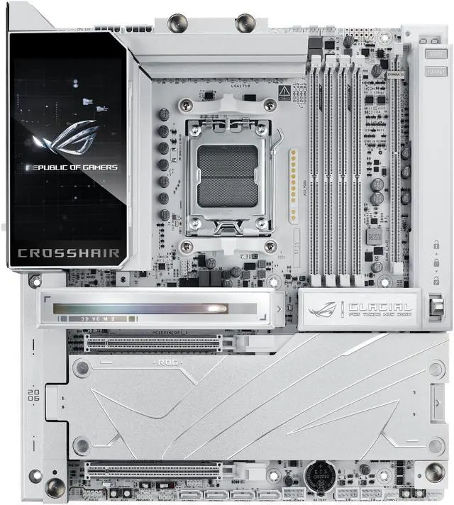 ASUS ROG Crosshair X870E Glacial, AMD E-ATX motherboard, 24+2+2 power ...