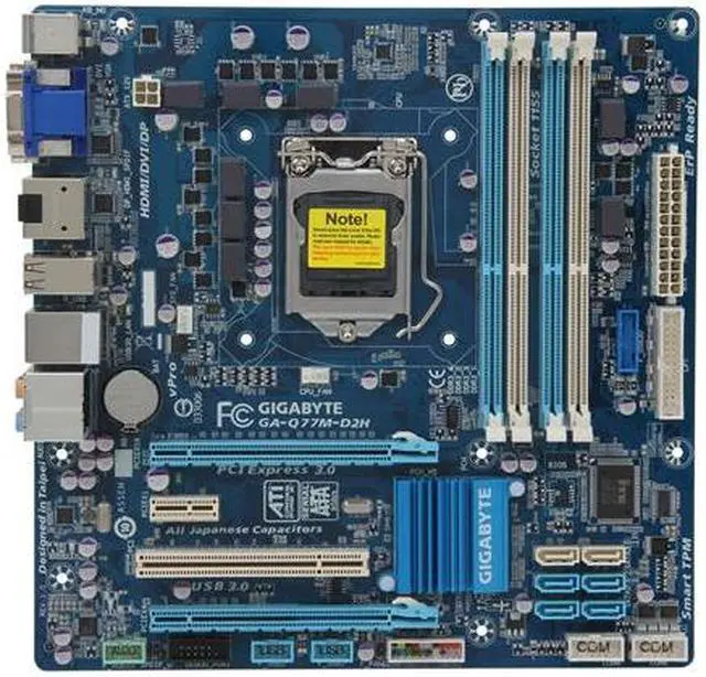 GIGABYTE GA-Q77M-D2H LGA 1155 Micro ATX Intel Motherboard with UEFI ...