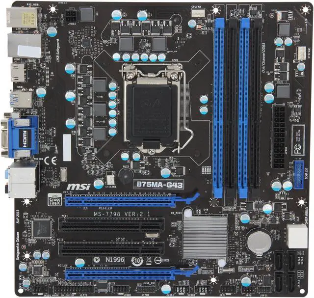 MSI B75MA-G43 LGA 1155 Micro ATX Intel Motherboard with UEFI BIOS ...
