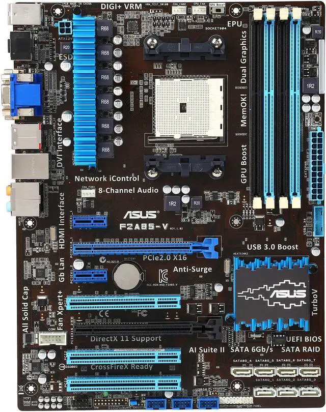 Refurbished: ASUS F2A85-V-R FM2 ATX AMD Motherboard with UEFI BIOS - Newegg.com