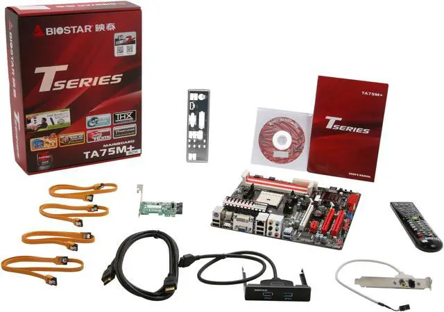 BIOSTAR TA75M+RCH FM1 Micro ATX AMD Motherboard with Remote Control ...