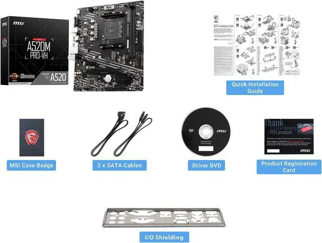 Used - Like New: MSI A520M PRO-VH AM4 Micro ATX AMD Motherboard ...