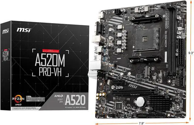 Used - Like New: MSI A520M PRO-VH AM4 Micro ATX AMD Motherboard ...