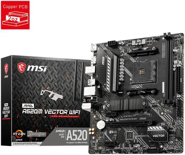 Refurbished: MSI MAG A520M VECTOR WIFI AM4 AMD A520 SATA 6Gb/s USB 3.0 ...