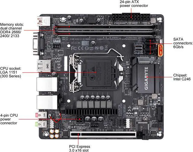 GIGABYTE C246N-WU2 LGA 1151 (300 Series) Mini ITX Intel Motherboard ...