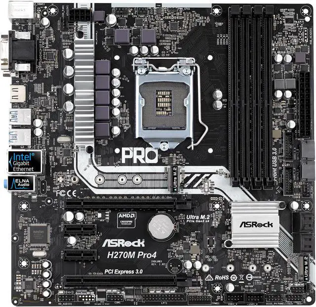 Open Box: ASRock H270M Pro4 LGA 1151 Micro ATX Intel Motherboard ...