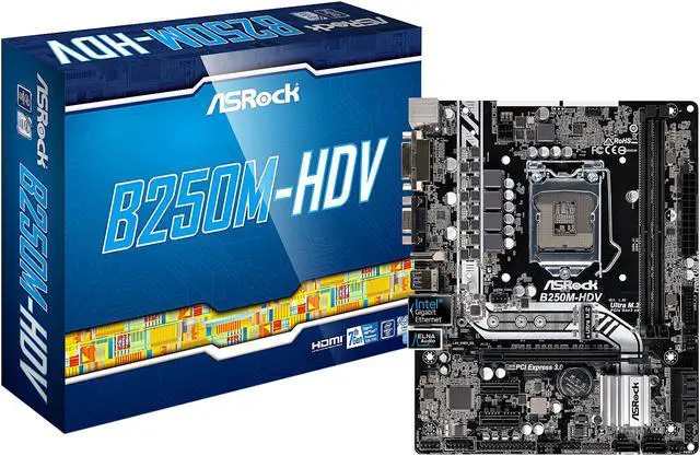 Refurbished: ASRock B250M-HDV LGA 1151 Micro ATX Motherboards - Intel ...