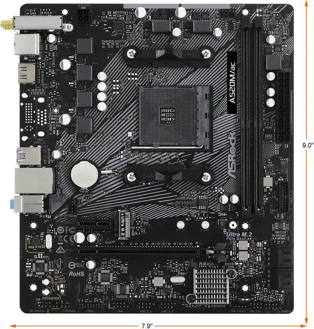 ASRock A520M/AC AM4 Micro ATX AMD Motherboard - Newegg.com