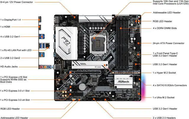 ASRock H570M PRO4 LGA 1200 Micro ATX Intel Motherboard - Newegg.com