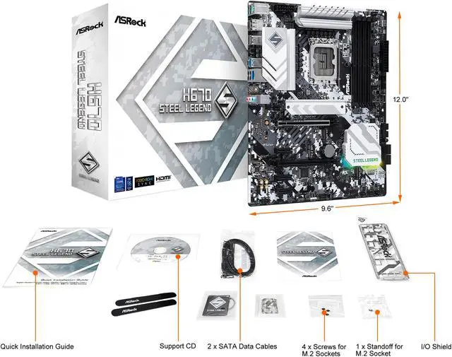 Open Box: ASRock H670 STEEL LEGEND LGA 1700 Intel H670 SATA 6Gb/s DDR4 ...