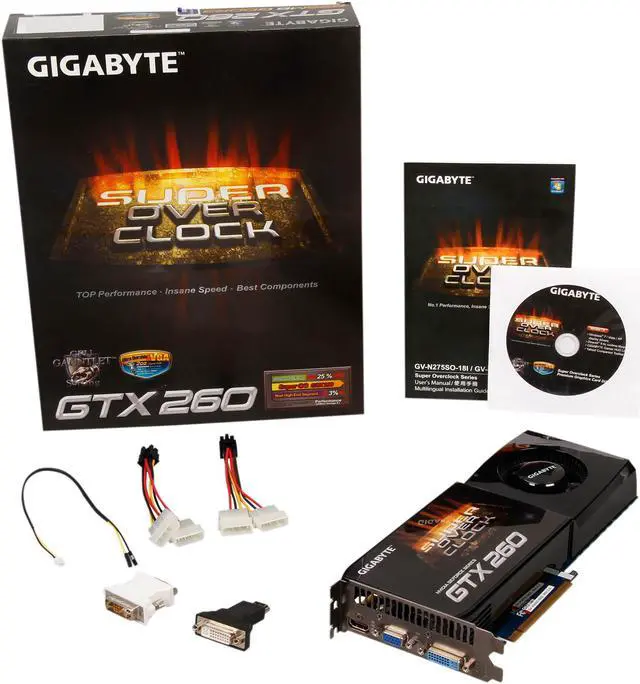 Refurbished: GIGABYTE GeForce GTX 260 Graphics Card GV-N260SO-896I ...