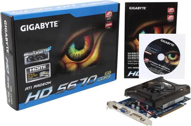 Refurbished: GIGABYTE Radeon HD 5670 Graphics Card GV-R567D3-1GI ...