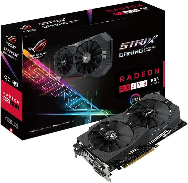 Open Box: ASUS ROG Radeon RX 470 Graphics Card STRIX-RX470-O8G-GAMING ...