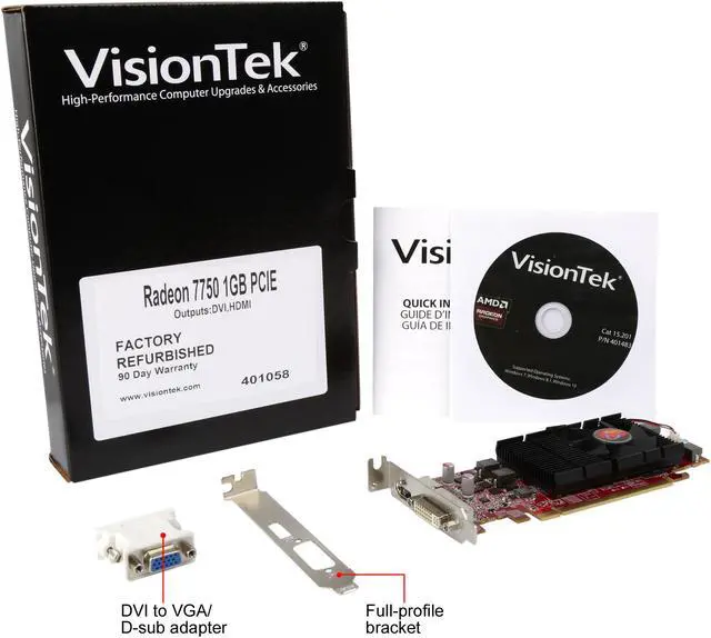 Refurbished: VisionTek Radeon HD 7750 Graphics Card 77501GSFFPC ...