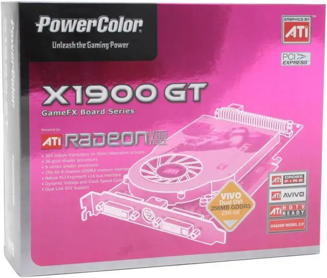 POWERCOLOR X1900GT 256MB Radeon X1900GT 256MB 256-bit GDDR3 PCI Express ...