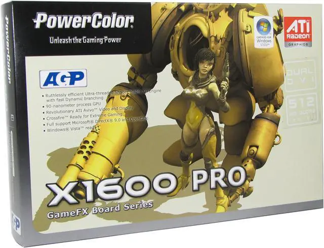 Open Box: PowerColor Radeon X1600PRO Graphics Card X1600PRO 512MB AGP ...
