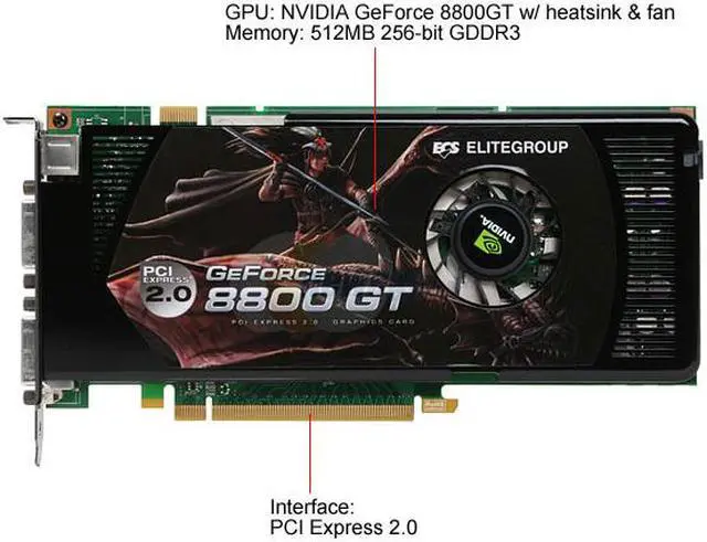 Open Box: ECS GeForce 8800 GT Graphics Card N8800GT-512MX - Newegg.com