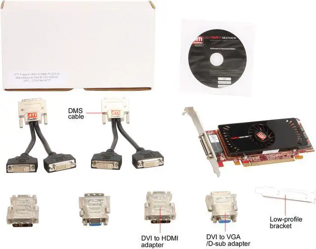 AMD FirePro 2450 100-505532 512MB GDDR3 PCI Express 2.0 x16 Low Profile ...