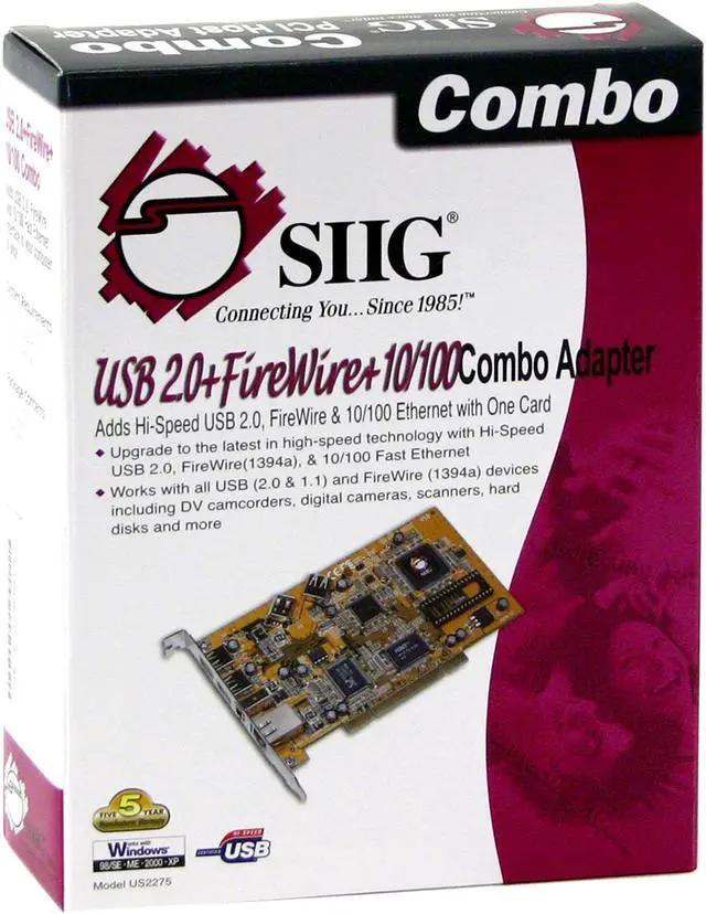 SIIG USB2.0+FireWire+10/100 Combo Model JU-2NE012 - Newegg.com
