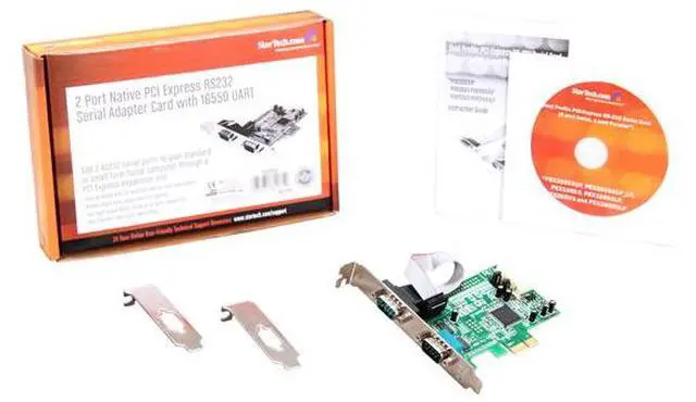 StarTech.com PEX2S553 2 Port Native PCI Express RS232 Serial Adapter Card with 16550 UART ...