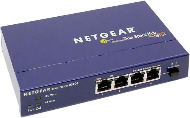 NETGEAR DS104 4-Port 10/100Mbps Dual Speed Hub - Newegg.com