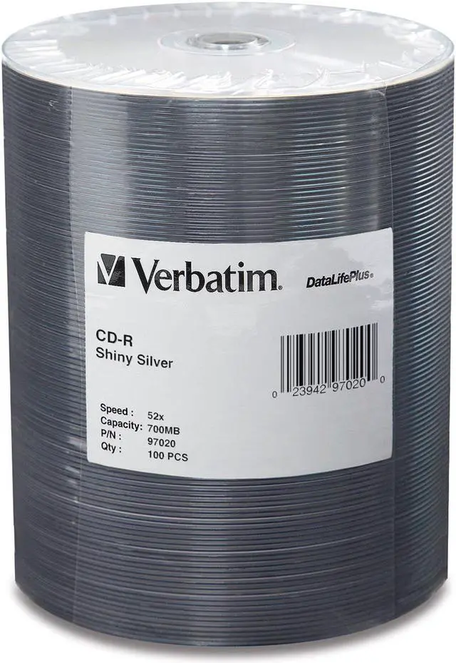 Verbatim DataLifePlus 700MB 52X CD-R 100 Packs Media Model 97020 ...