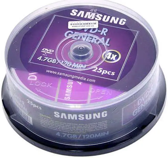 SAMSUNG 4.7GB 4X DVD-R 25 Packs Disc Model DRG47425CC - Newegg.com