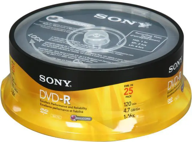 SONY 4.7GB 16X DVD-R 25 Packs Disc Model 25DMR47RS4 - Newegg.com