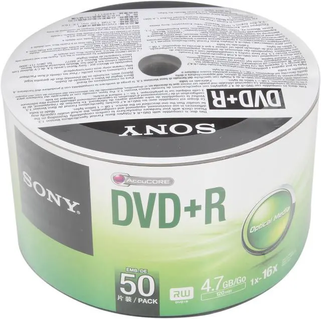 SONY 4.7GB 16X DVD+R 50 Packs Disc Model 50DPR47SB - Newegg.com