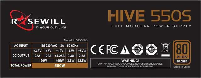 Open Box: Rosewill HIVE Series, HIVE-550S, 550W Fully Modular Power ...