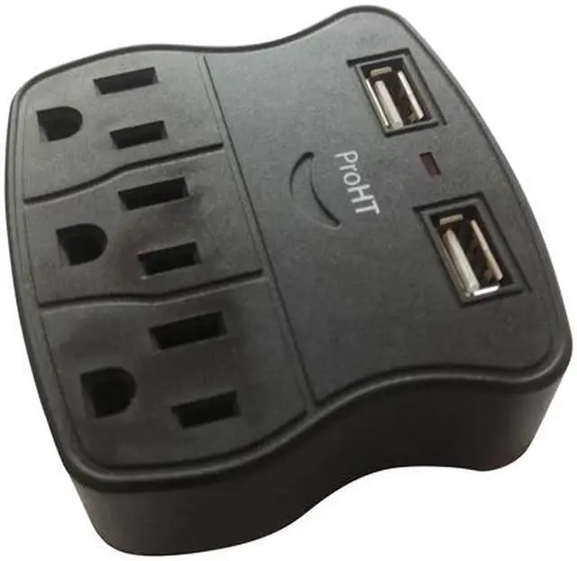 inland 03241 Wall Tap Surge Protector with USB Charging Ports (Black ...