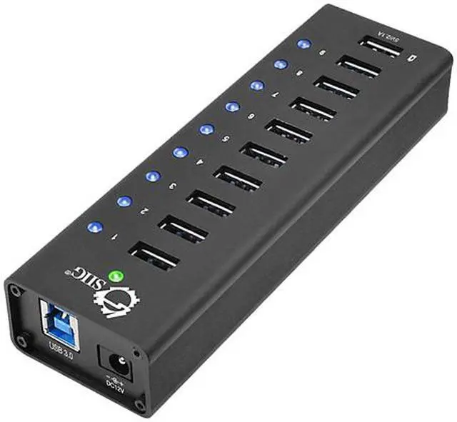SIIG USB 3.0 9-Port HUB + 1-Port 2.1A Charging with 12V/5A Power ...