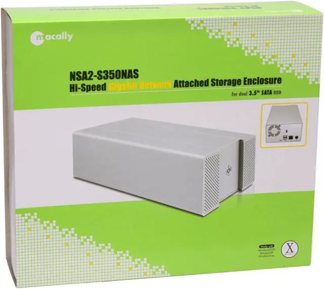 macally NSA2-S350NAS Silver Dual Bay SATA HDD to GigaByte NSA Enclosure ...