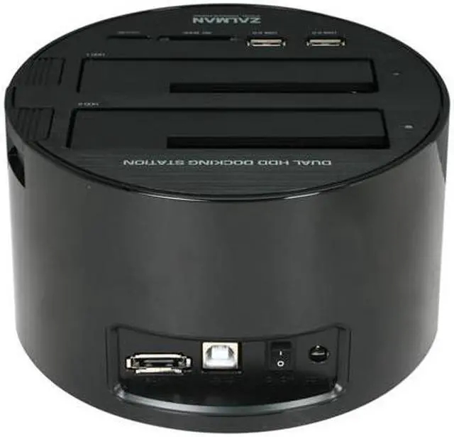 Zalman ZM-MH200 HUB Black/White Dual Docking station w/ 2 USB 2.0 hub ...