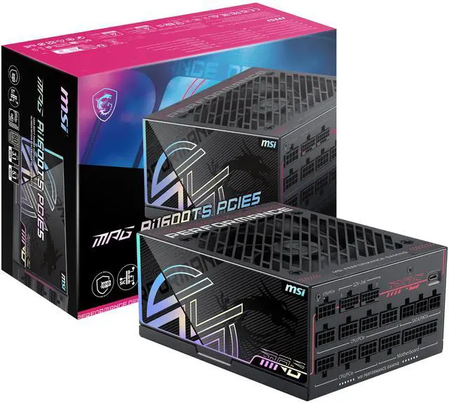 MSI MPG Ai1600TS PCIE5, Fully Modular Gaming 1600W Power Supply, 80 ...
