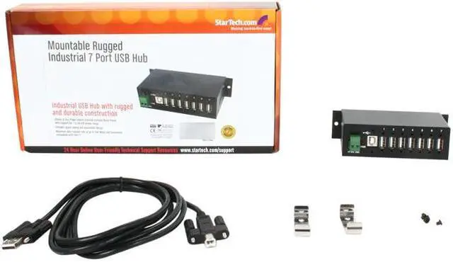 StarTech.com ST7200USBM 7 Port Industrial USB 3.0 Hub - Rugged - Black ...