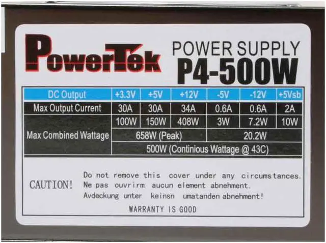 Powertek powertek500 500 W Power Supply - Newegg.com