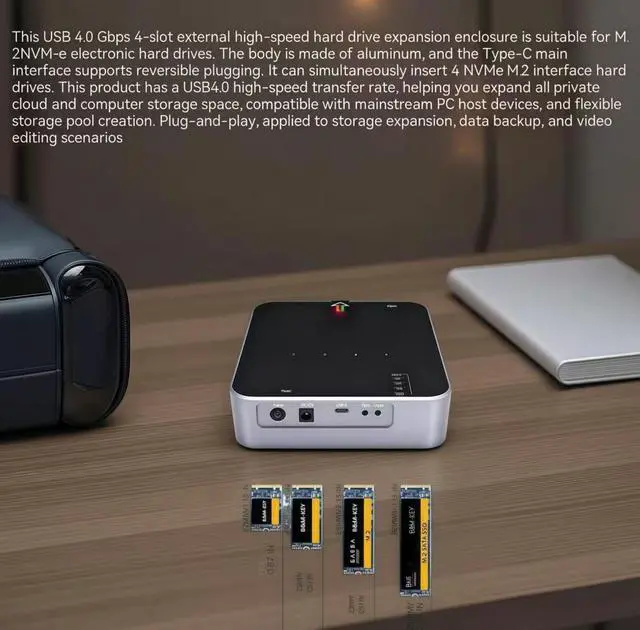 4 Bays USB4.0 (USB-C) 40G Portable NVMe (M Key, B+M Key) / PCIe SSD ...