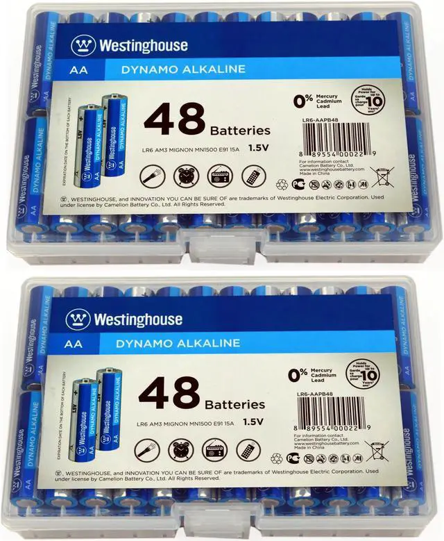 Westinghouse LR6-AAPB48-SP2 96PK AA LR6 Dymano Alkaline 2 x Plastic ...