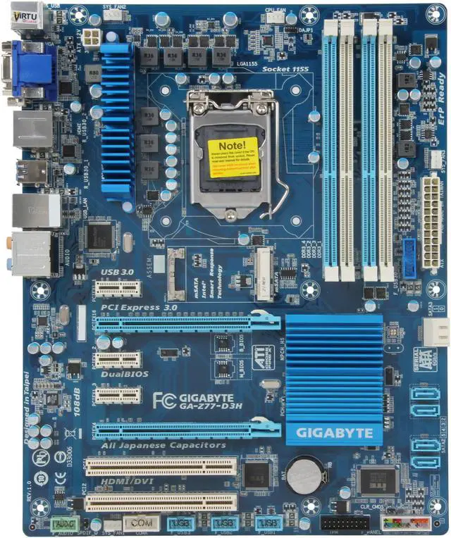 Refurbished: Gigabyte GA-Z77-D3H ATX Motherboard - Intel Z77 - LGA 1155 ...