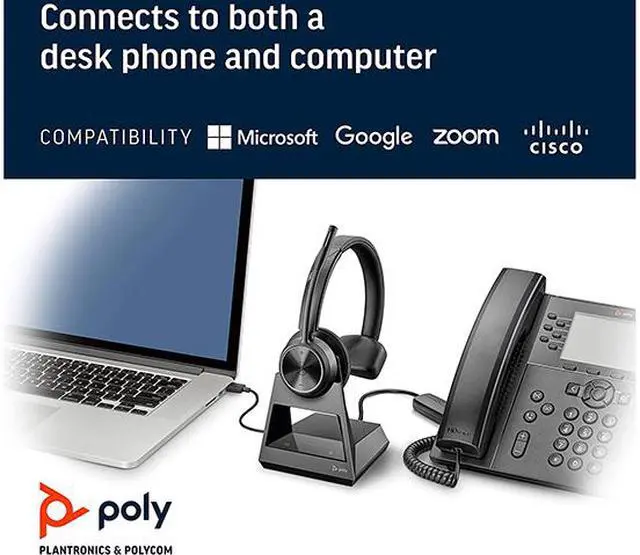 Poly Savi 7310-M Ultra-Secure Wireless DECT Headset System - Microsoft ...
