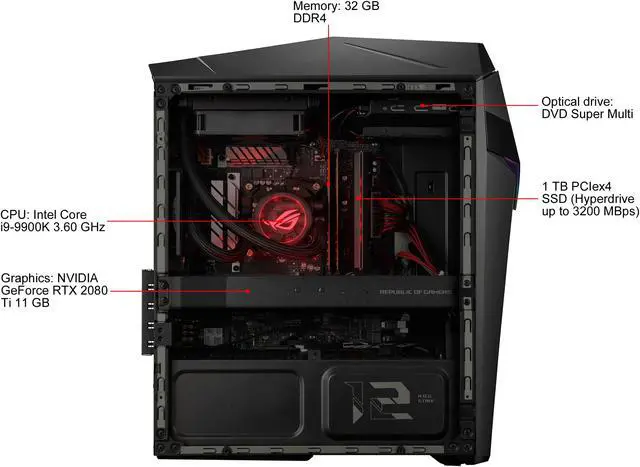 ROG Strix GL12 Gaming Desktop - Overclocked Intel Core i9-9900K 8-Core ...