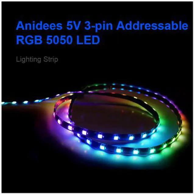 Extended Computer Magnetic 5V 3 Pin LED Strip - 2PCS RGB LED Strip ...