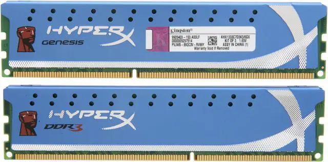 HyperX 6GB (3 x 2GB) DDR3 1333 Desktop Memory Model KHX1333C7D3K3/6GX ...