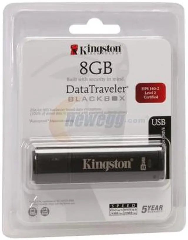Kingston DataTraveler BlackBox 8GB USB 2.0 Flash Drive 256bit AES ...