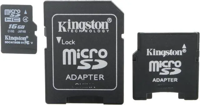 Kingston 16GB microSDHC Flash Card w/ 2 Adapters Model SDC4/16GB-2ADP ...