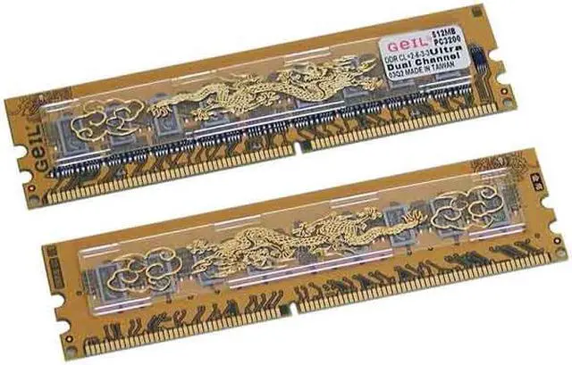 GeIL Golden Dragon 1GB (2 x 512MB) DDR 400 (PC 3200) Dual Channel Kit ...