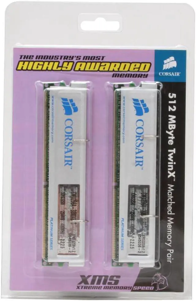 CORSAIR XMS 512MB (2 x 256MB) DDR 400 (PC 3200) Dual Channel Kit ...
