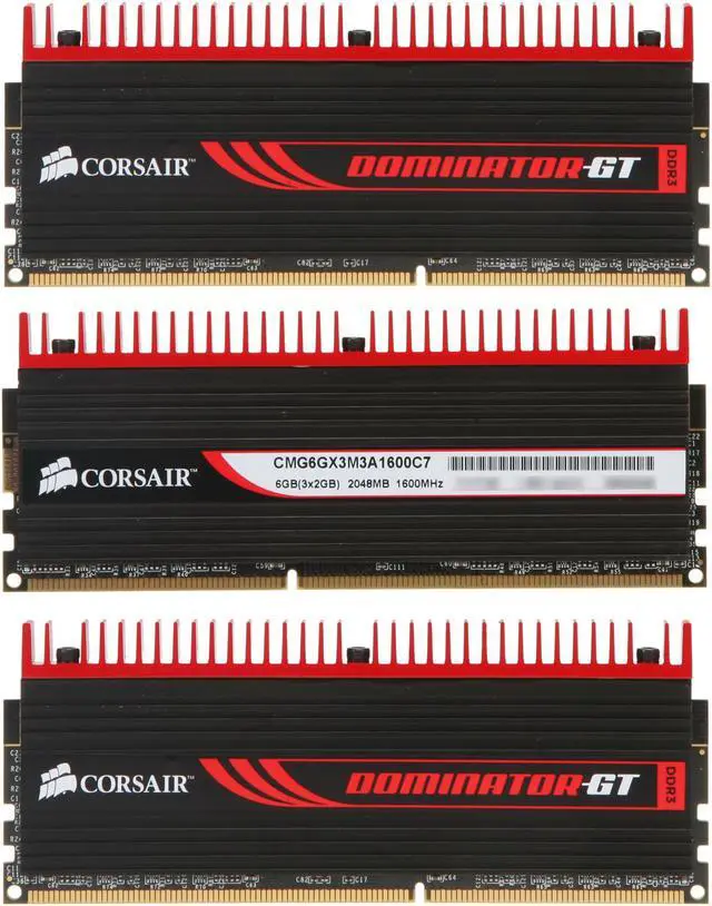 CORSAIR DOMINATOR GT 6GB (3 x 2GB) DDR3 1600 (PC3 12800) Desktop Memory Model CMG6GX3M3A1600C7 ...