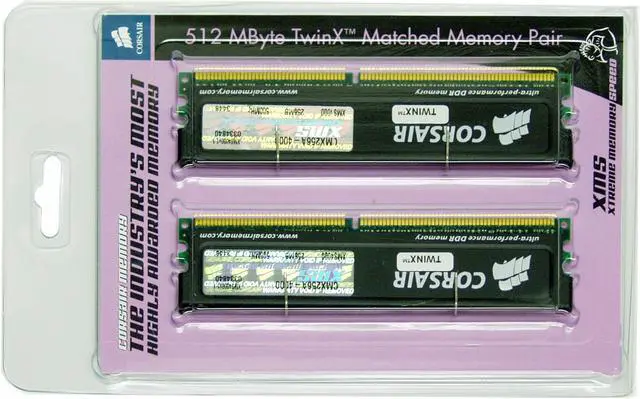 CORSAIR XMS 512MB (2 x 256MB) DDR 500 (PC 4000) Dual Channel Kit ...